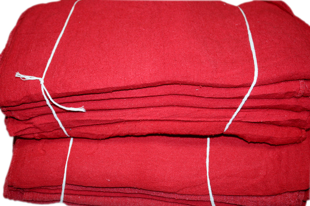 Atlas 25-Piece RED Cotton Shop Towel Rags / Wipers Indutrial Grade ...